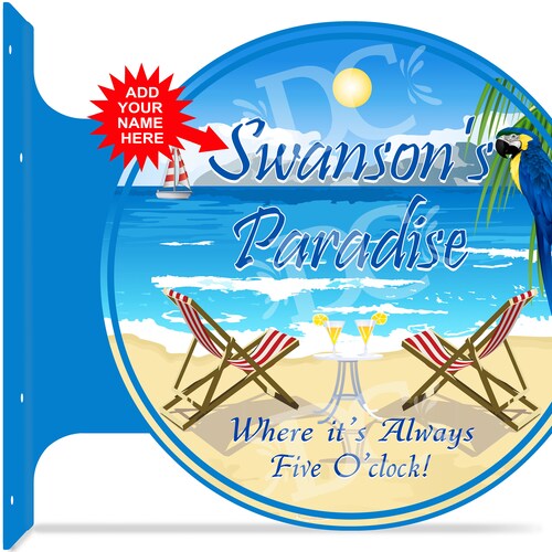 Paradise Beach Parrot Double Sided Sign Custom Beach Paradise - Etsy