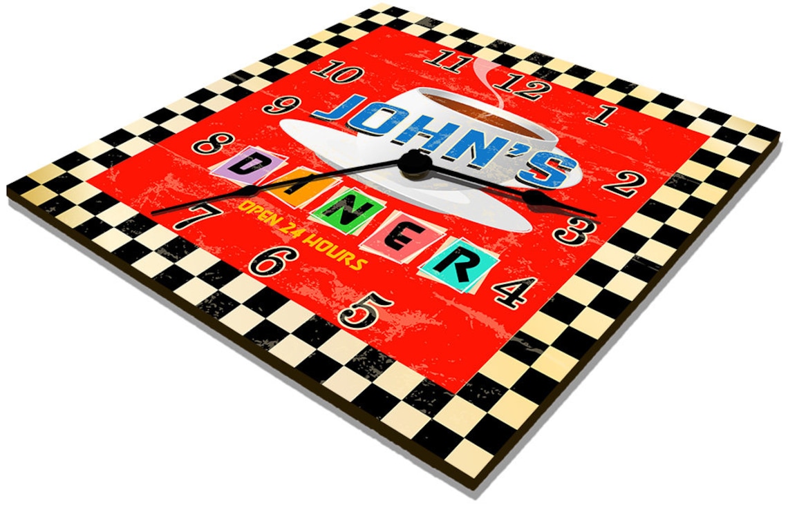 Restaurant Diner Clock Customized Retro Diner Clock - Etsy