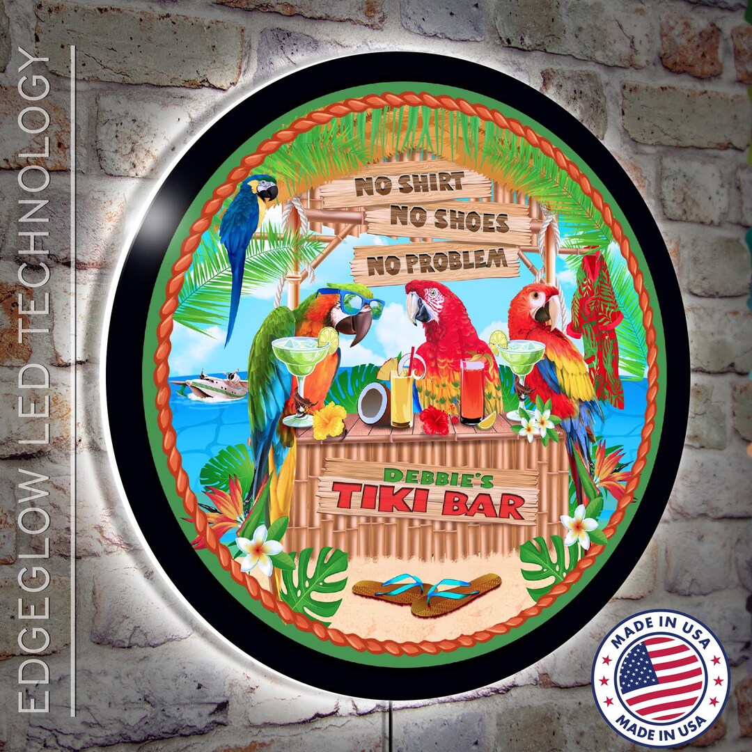 Light up Island Beach Bar Customized LED Signs, Tropical Tiki Bar ...