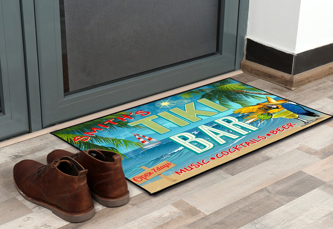 Tiki Bar Welcome Mat, Tropical Beach Doormat, Patio Decor - Etsy