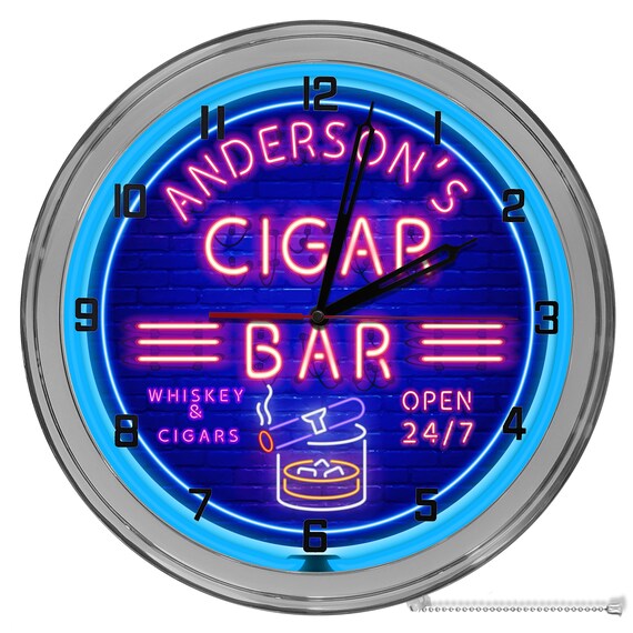 Cigar Bar 16 Neon Clock Custom Burboun Bar Clock Neon | Etsy