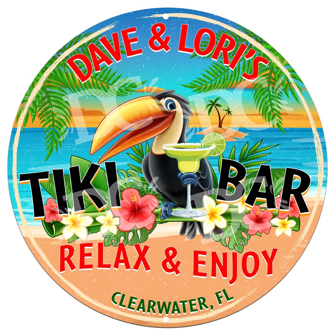 Tiki Bar Toucan Metal Sign: Always 5 O'clock Beach Decor - Etsy