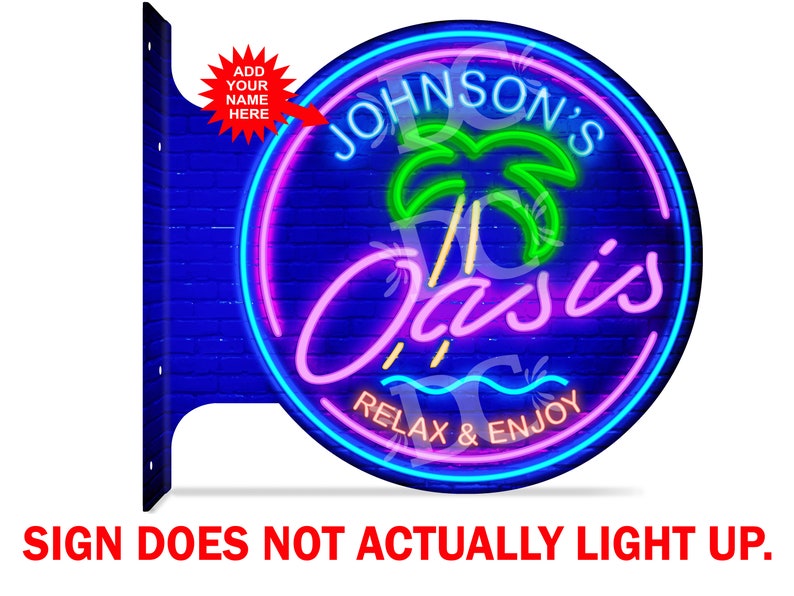 Backyard Oasis Double Sided Flange Sign Oasis Paradise Sign - Etsy