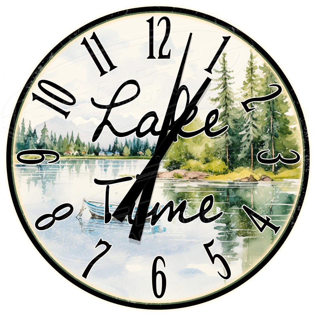 Lake Time Wall Clock, Lake Life Decor, Pontoon Boat Clock, Cottage ...
