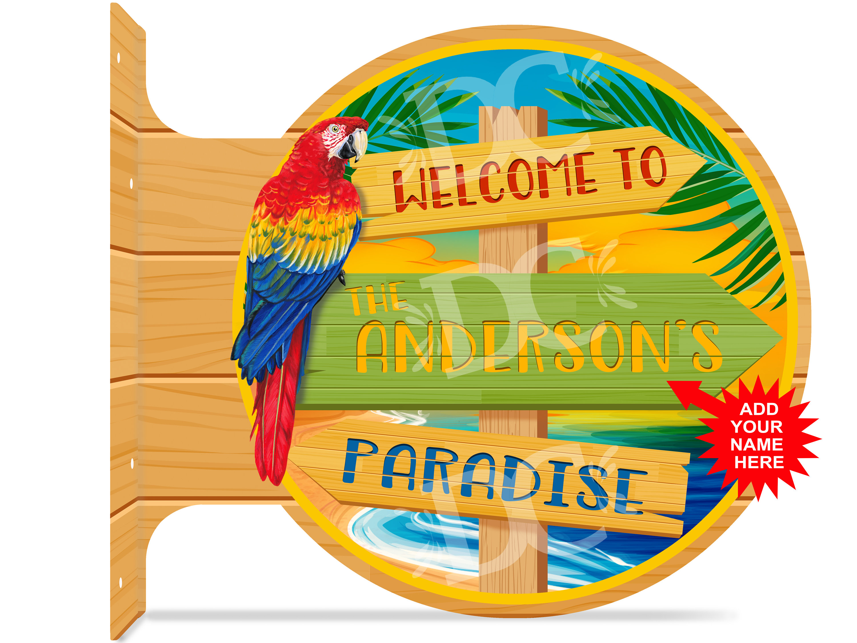 Personalized Paradise Beach Parrot Sign, Double Sided Aluminum - Etsy