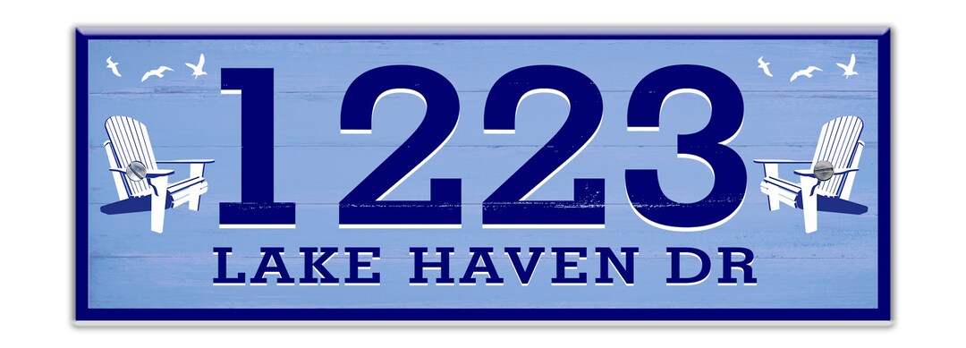 Adirondack Chairs Ceramic House Number Sign: Lake House Cottage Address ...