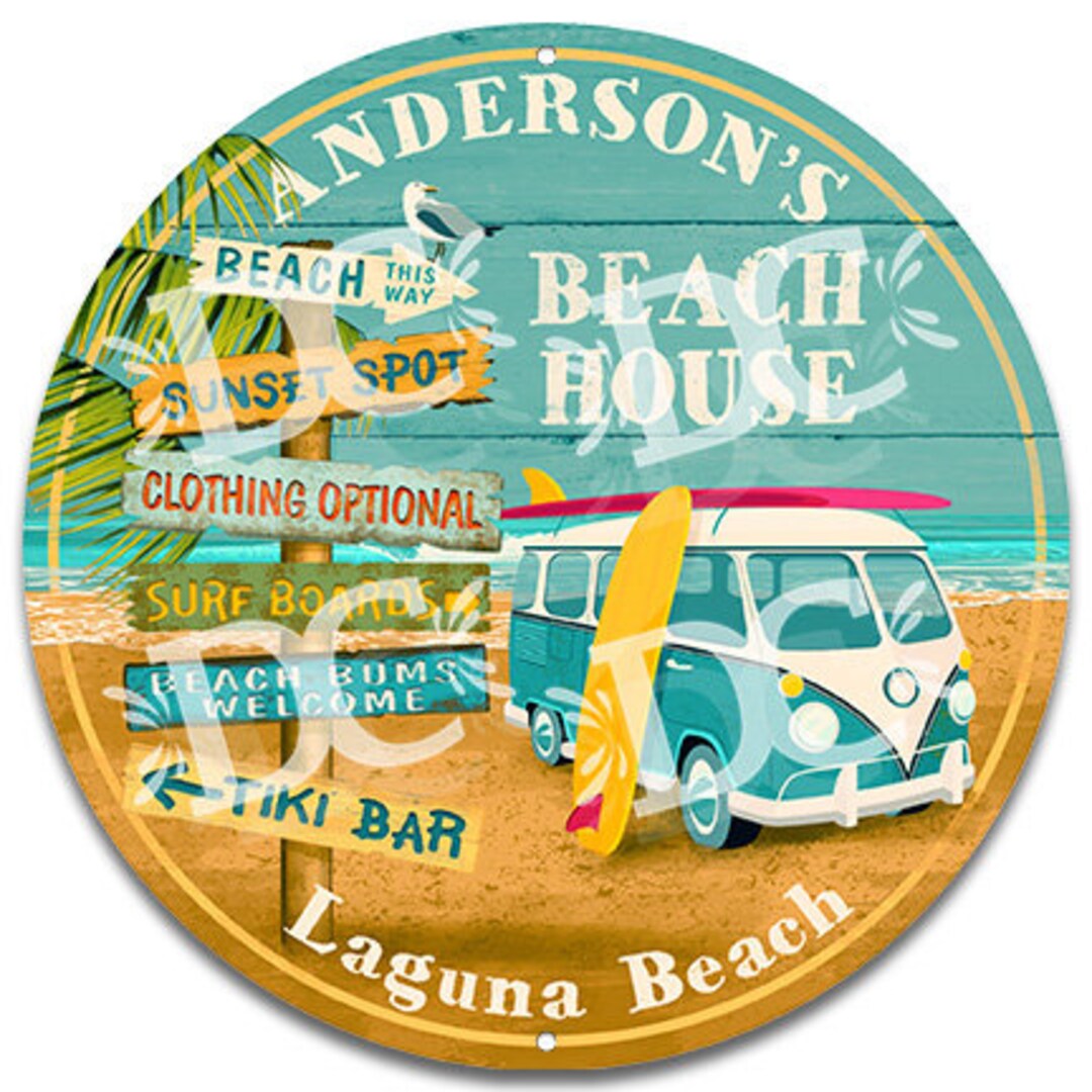 Beach House Surfin Themed Custom Signs, Surfing Personalized Welcome ...