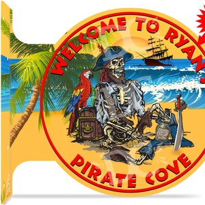 Pirate Cove Double Sided Sign, Custom Beach Paradise Signs, Beach Bar ...