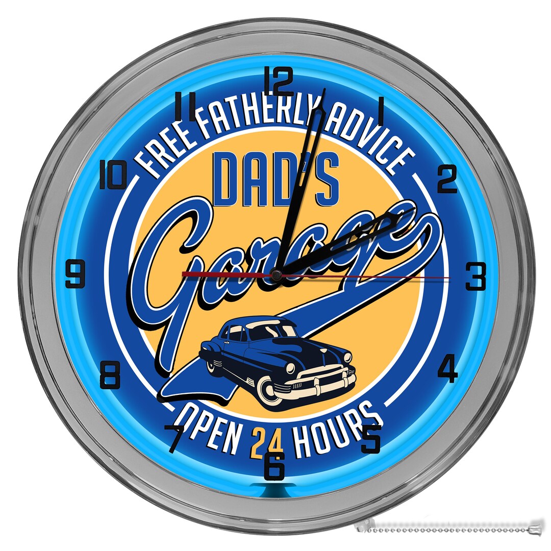 Retro Dad's Garage 16 in Neon Clock, Dad's Repair Shop Light up Garage ...