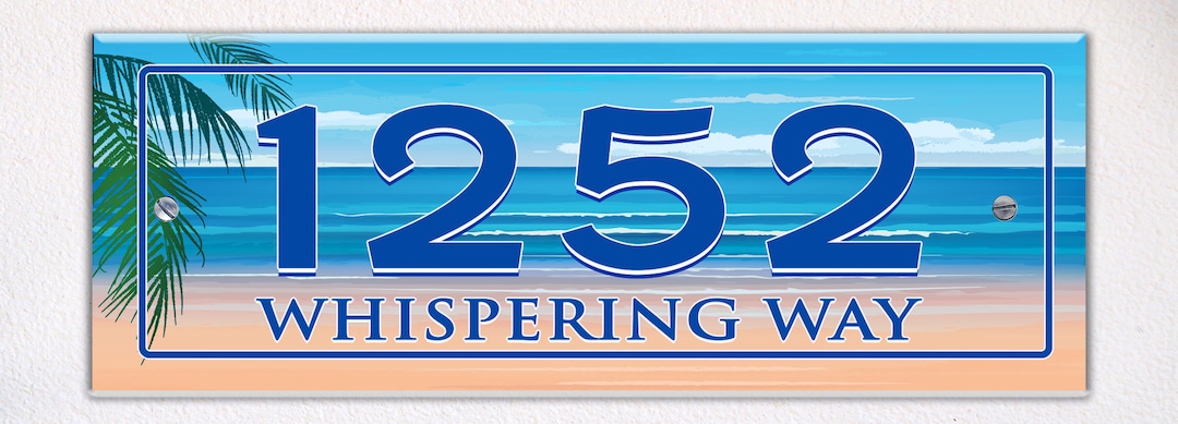 Beach Shoreline Themed Ceramic House Numbers, Beach House Custom House ...