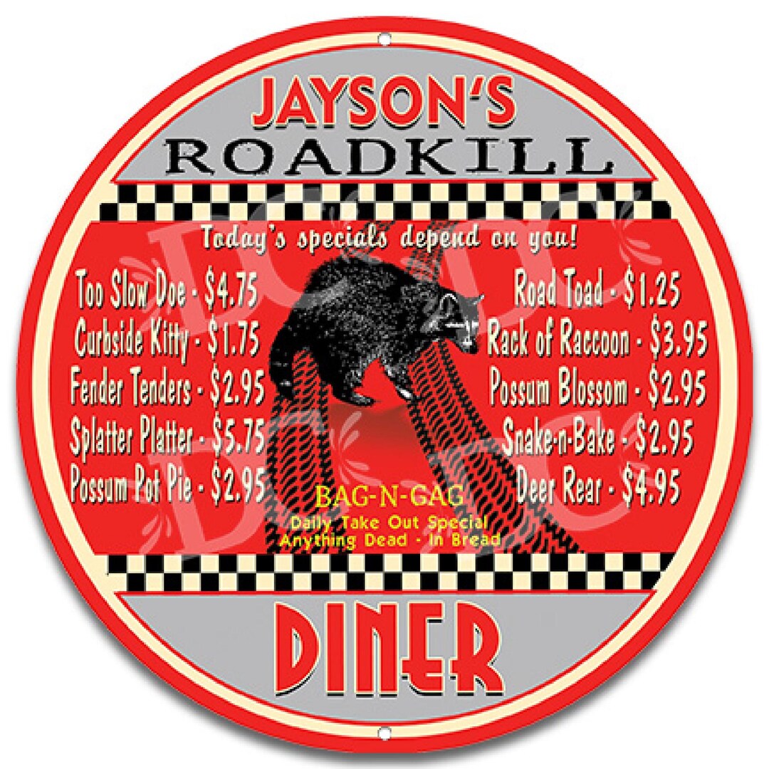 Funny Roadkill Diner Sign: Novelty Metal Restaurant Decor - Etsy