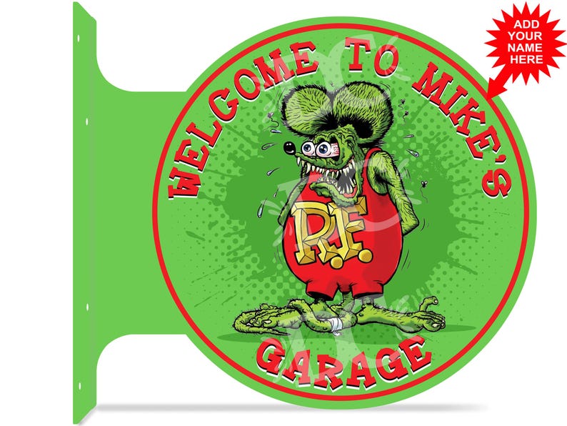 Rat Fink Garage Double Sided Signs, Car Repair Garage Signs, Mechanic ...