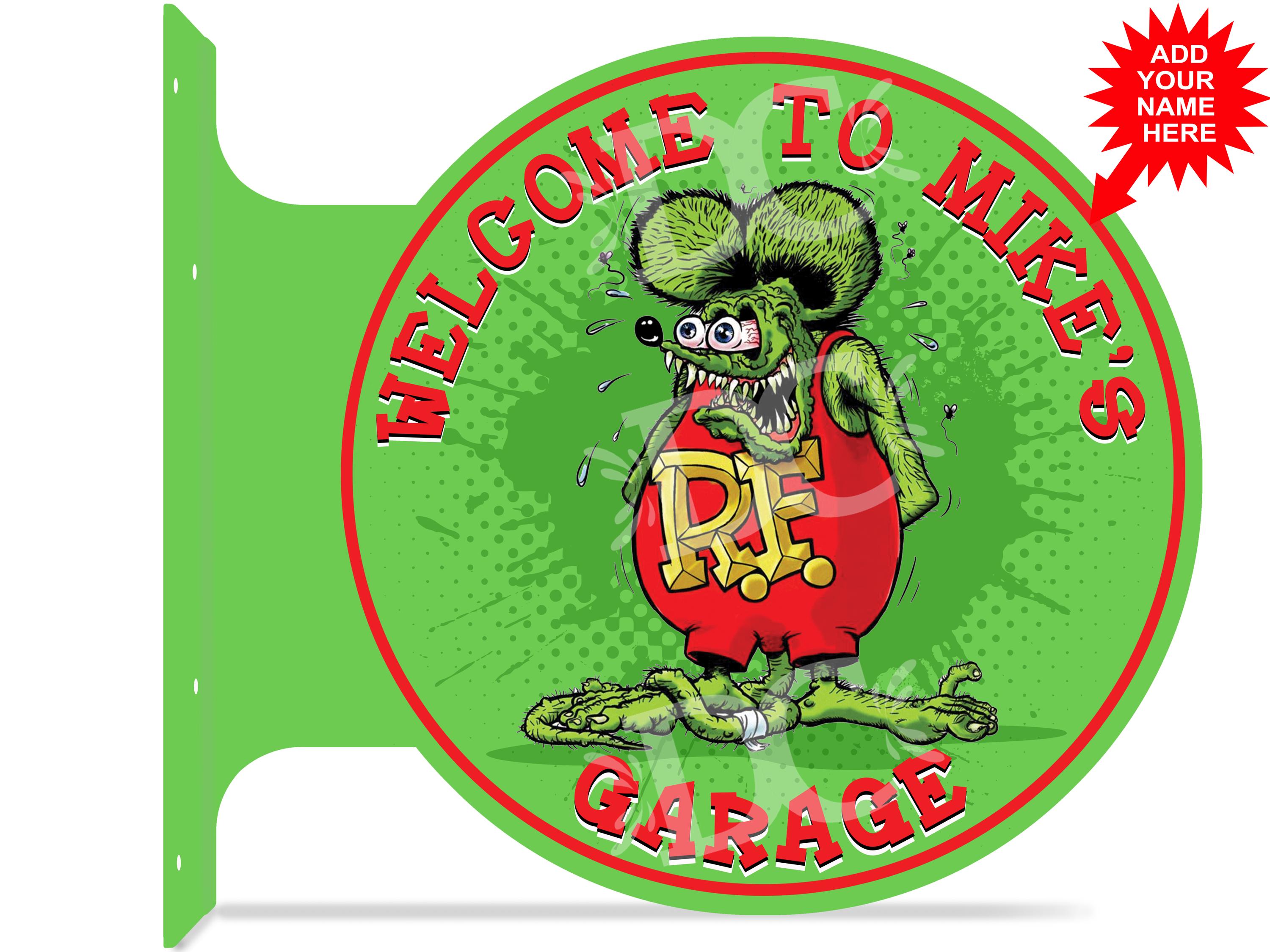 Rat Fink Garage Double Sided Signs, Car Repair Garage Signs, Mechanic ...