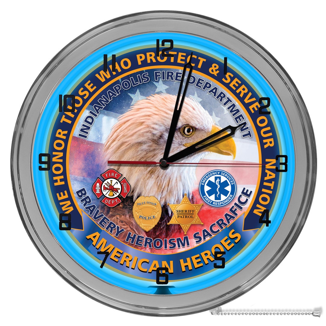 American Patriotic Heroes 16 in Neon Clock, Veterans Clocks, Honoring ...