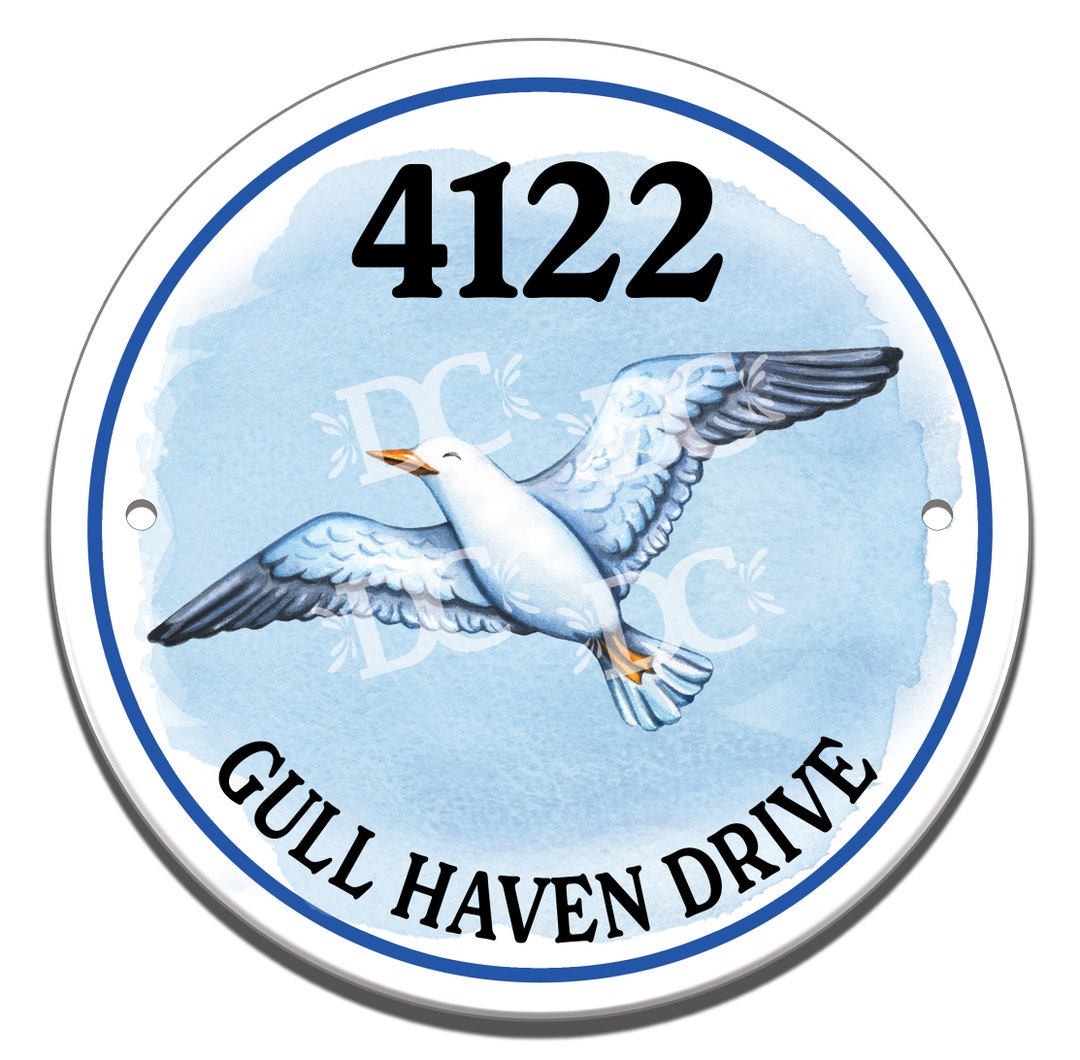 Seagull Ceramic House Number Sign: Coastal Address Tile - Etsy