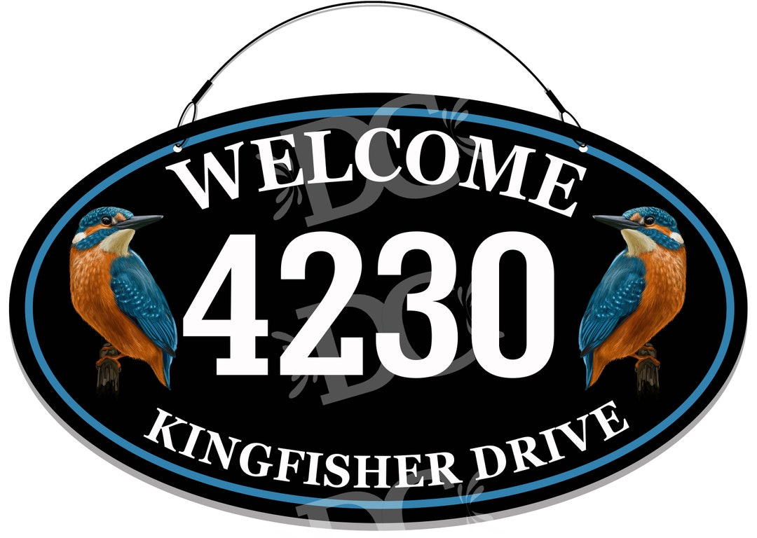 Kingfisher Bird Welcome Sign: Personalized Metal House Number Sign - Etsy