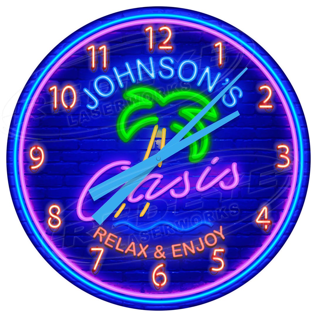 Backyard Oasis Palm Tree Clock: Personalized Tiki Bar Decor - Etsy