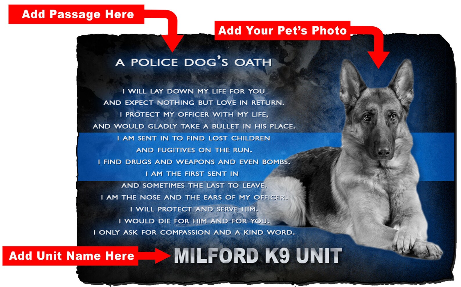 Personalized Police K9 Memorial Slate Plaque: Dog Dedication Gift - Etsy