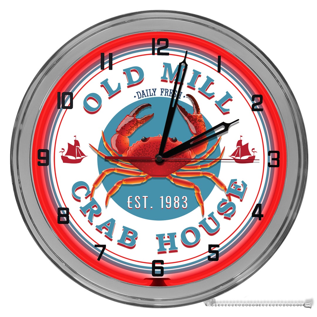 Crab Shack Restaurant 16 in Neon Clock, Seafood Restaurant Signs ...