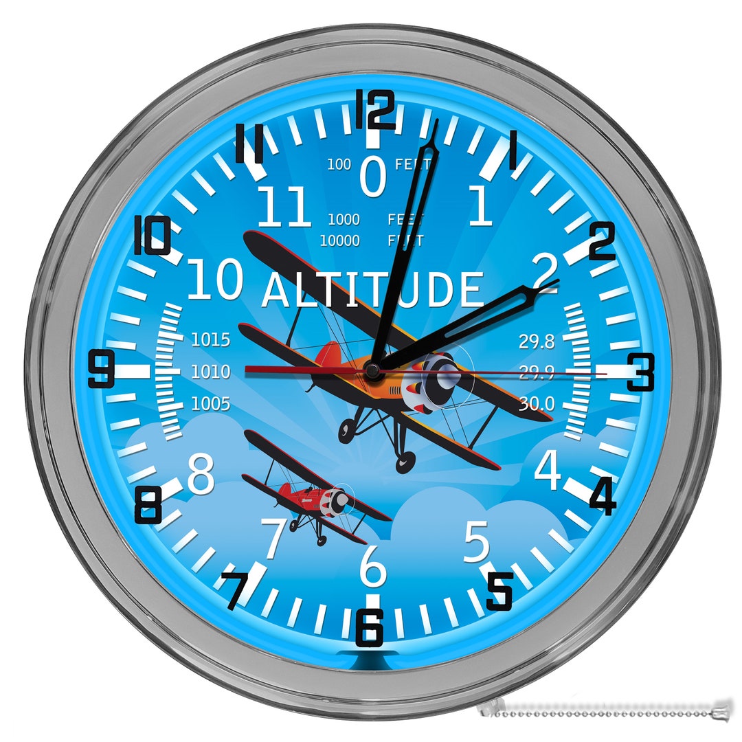 Pilots Altitude 16 in Neon Clocks, Altitude Instrument Sign, Airplane ...