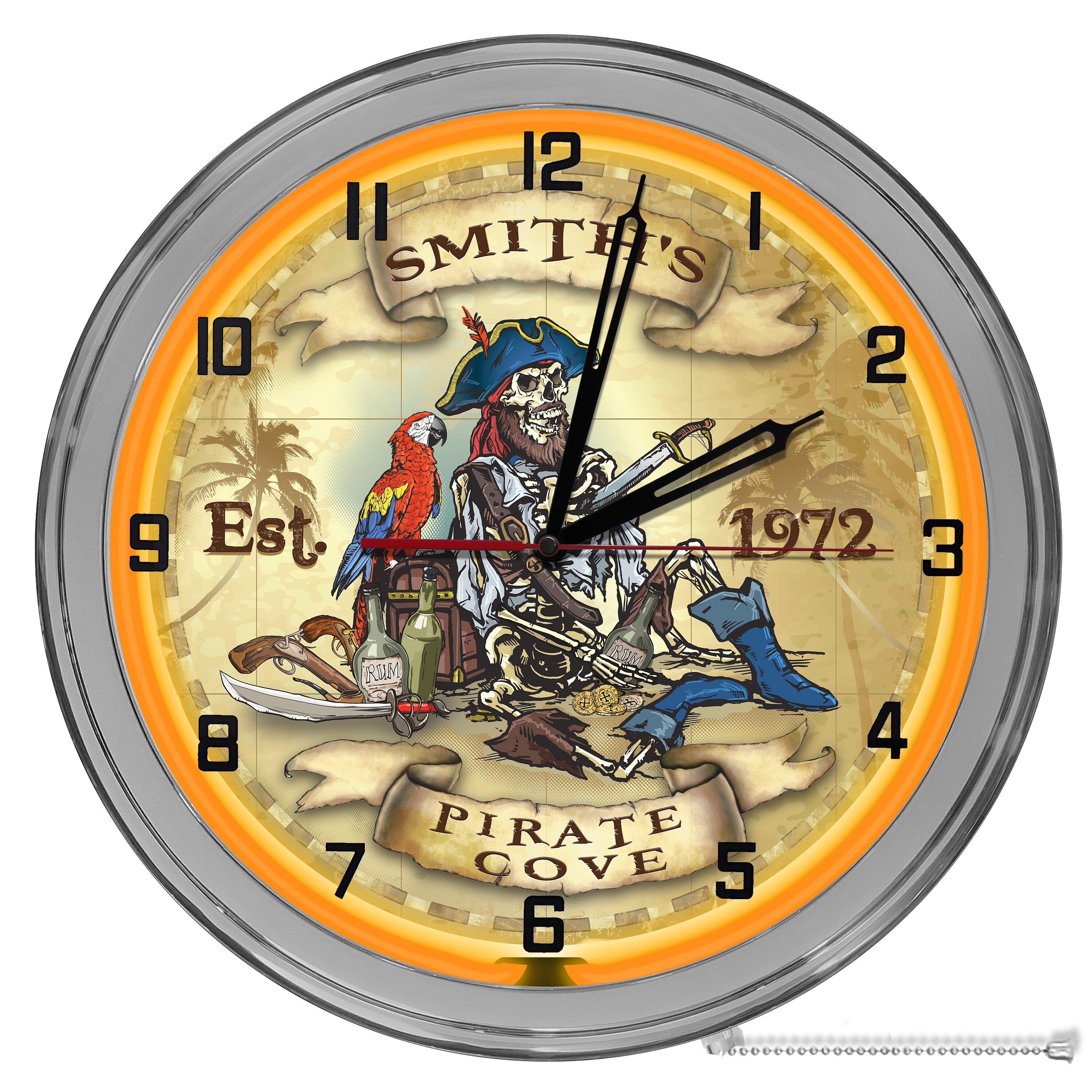Pirates Cove 16 in Neon Clock Pirate Light up Clock Jolly - Etsy