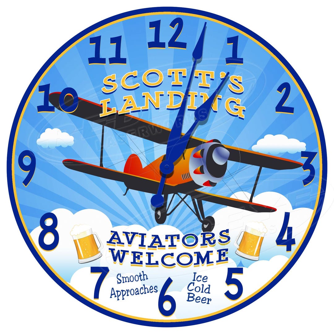 Custom Pilots Bar Clock, Flying Decorative Clock, Airport Clocks ...