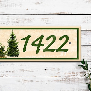 Pine Trees Themed Ceramic House Numbers, Pine Forest Custom House ...