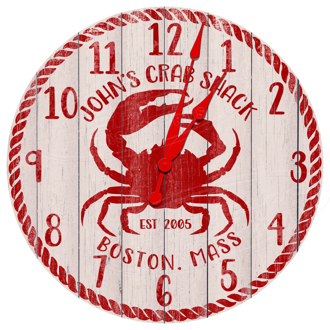 Crab Shack Clock, Seafood Restaurant Clock, Custom Crab Shack Decor ...