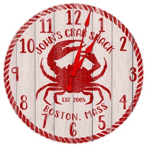 Crab Shack Clock, Seafood Restaurant Clock, Custom Crab Shack Decor ...