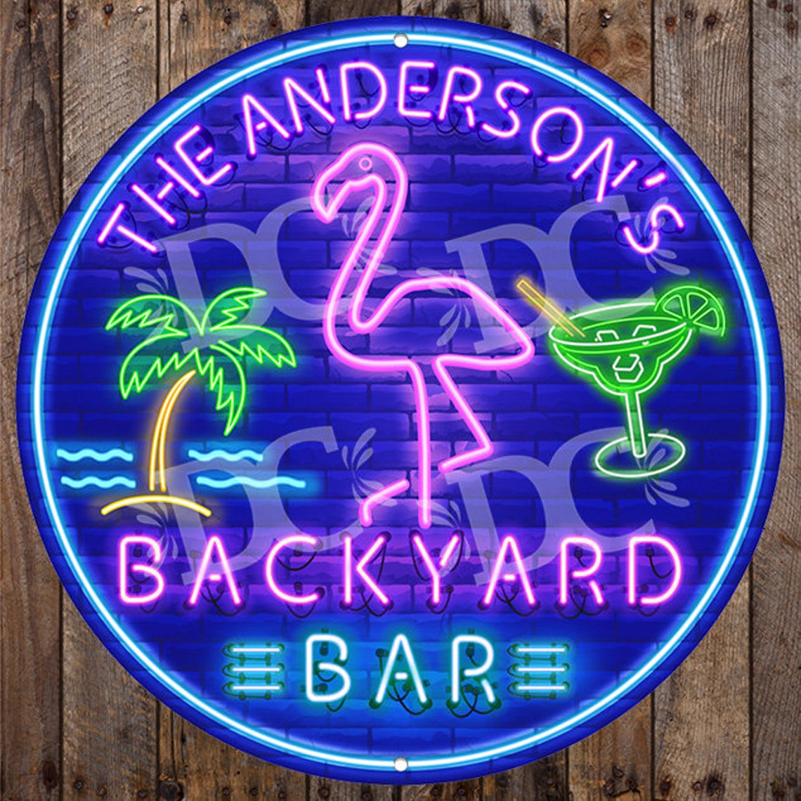 Flamingo Bar Neon Themed Custom Sign Flamingo Backyard Bar - Etsy
