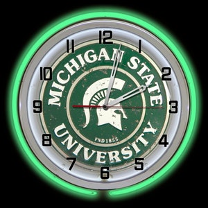 MSU Spartans 19 Neon Clock Michigan State University - Etsy