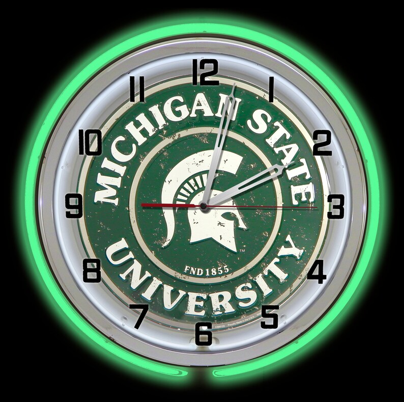 MSU Spartans 19 Neon Clock Michigan State University - Etsy