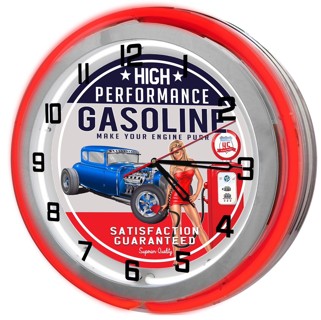 Gas Station 19" Neon Sign Customized, Mechanic Garage Neon Clock ...