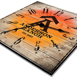 Western Ranch Branding Wall Clock Customized, Farm Brand Themed Clocks ...