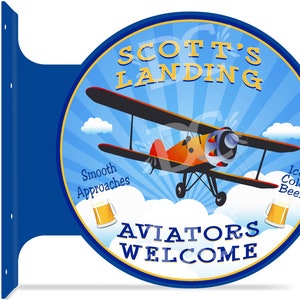 Pilots Lounge Sign, Aviator Signs, Pilots Tavern Sign Personalized ...