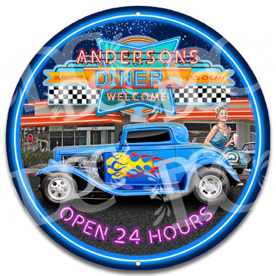 Retro Diner Metal Sign: Muscle Car Drive-in, 50s Vintage Style - Etsy