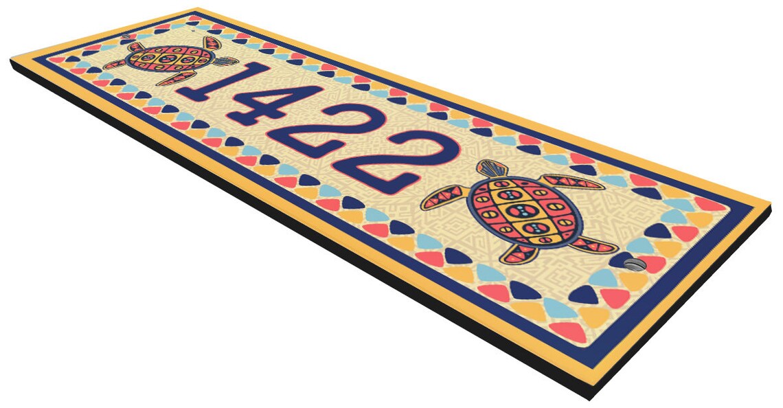 Aztec Turtle Themed Ceramic House Number Sea Turtle Custom - Etsy