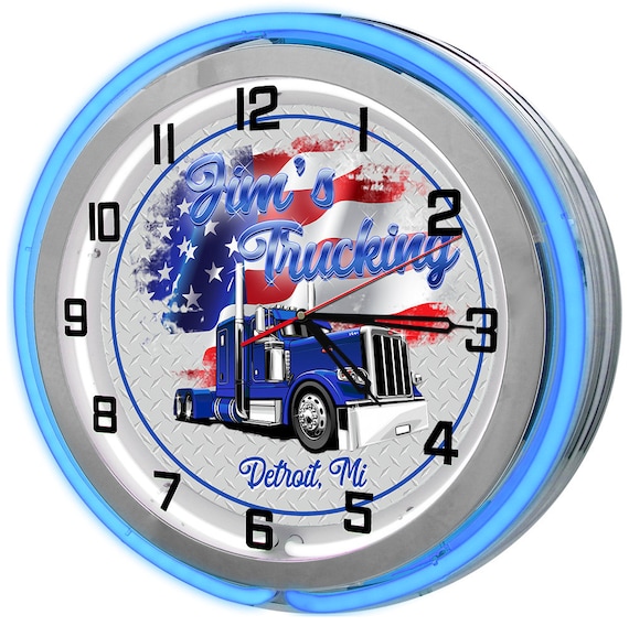 Trucking Company 19 Neon Sign Clock Transportation - Etsy