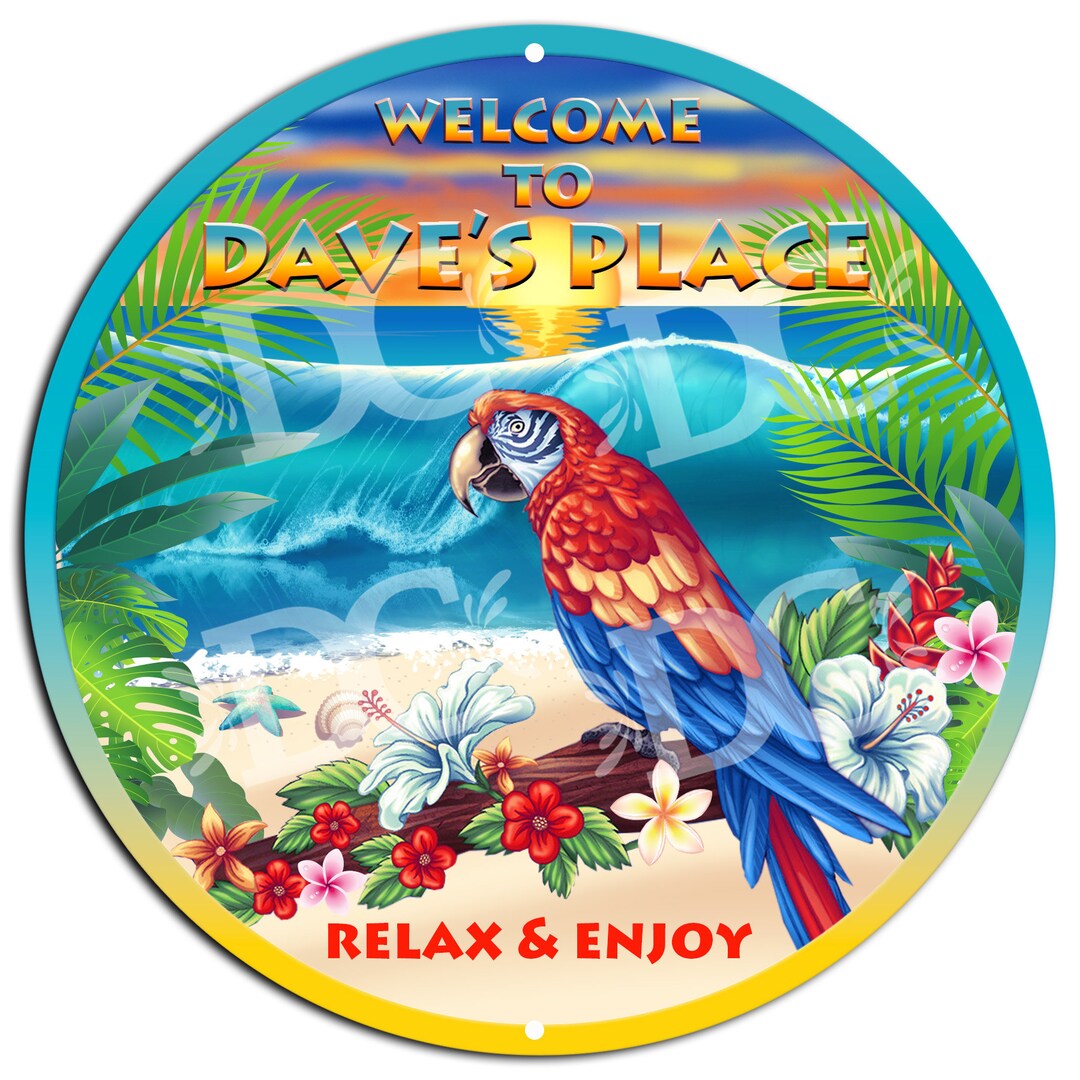Backyard Paradise Welcome Personalized, Tropical Beach Signs, Patio ...