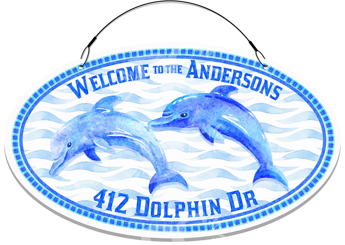 Dolphin Themed Metal House Sign Dolphin Décor Signs Dolphin - Etsy