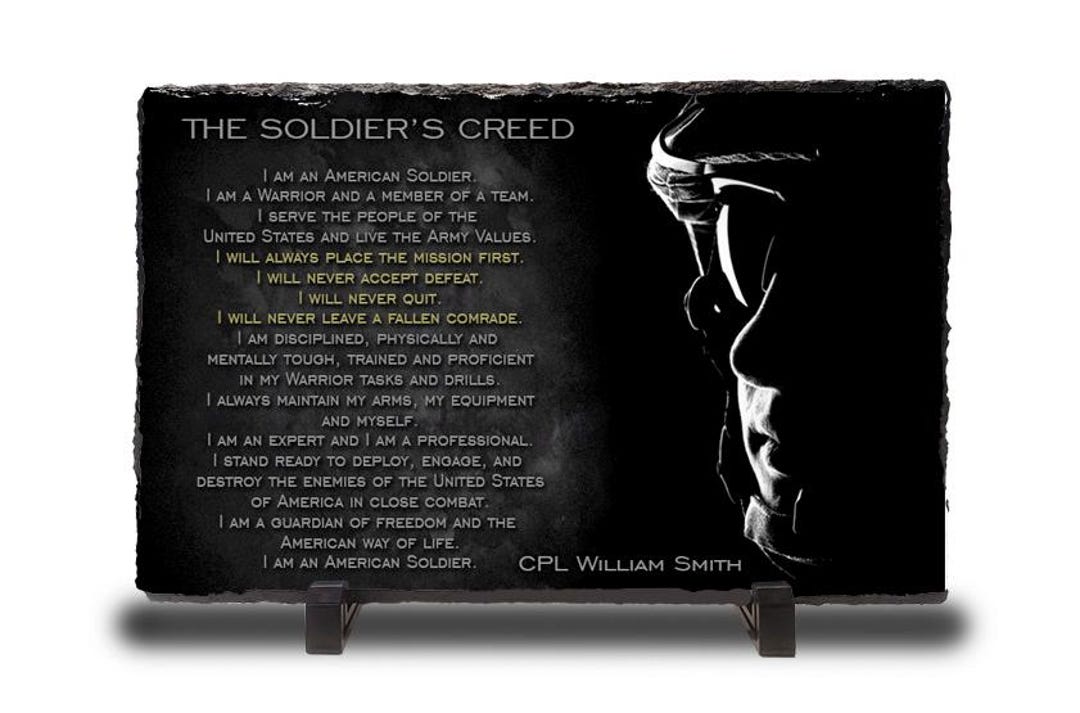 Soldier's Creed Stone Plaque, Army Recognition Award - Etsy