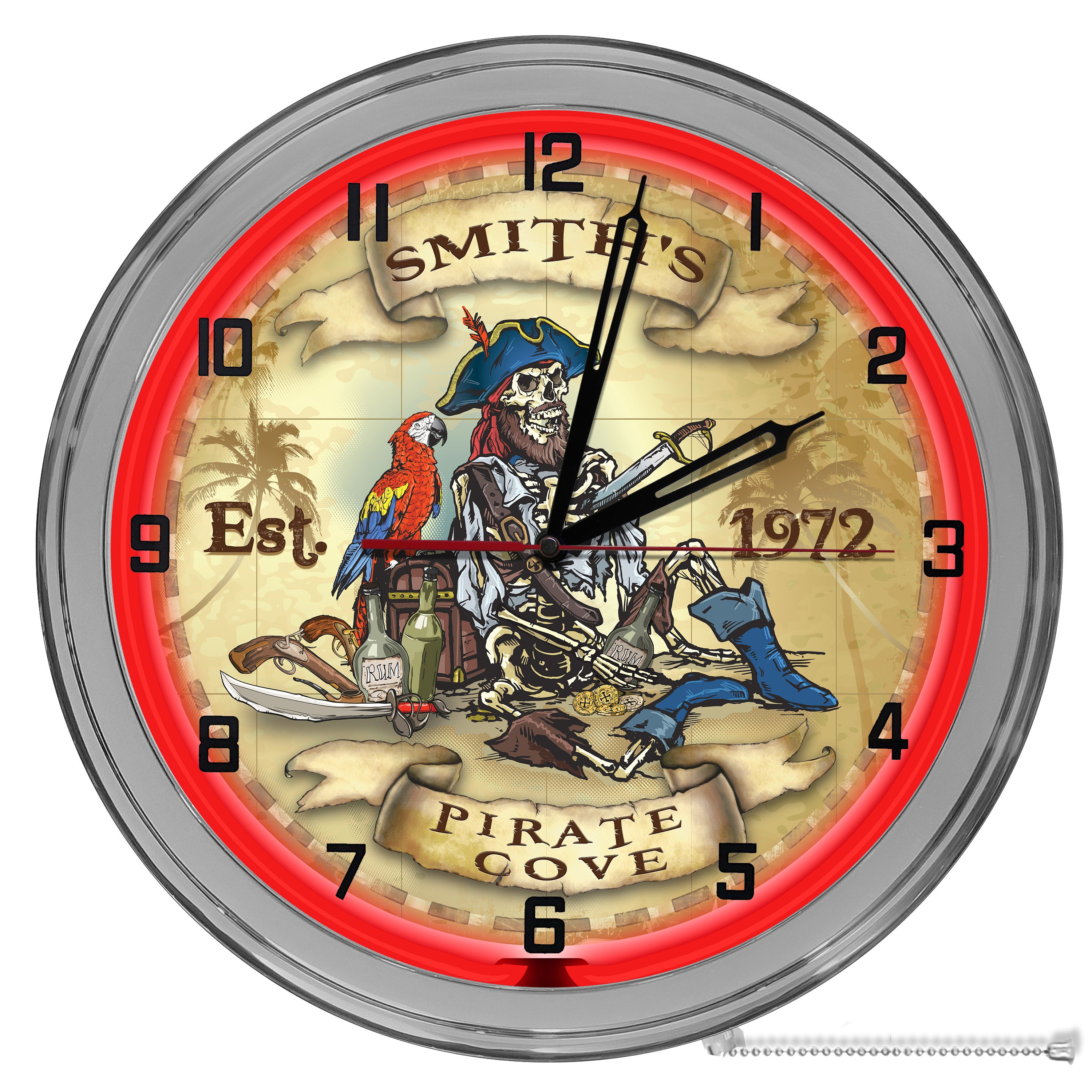 Pirates Cove 16 in Neon Clock Pirate Light up Clock Jolly - Etsy