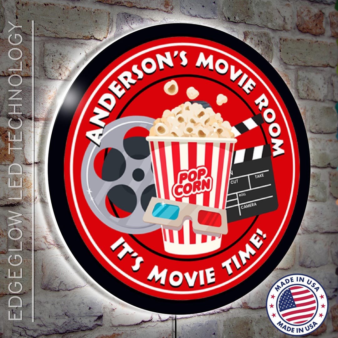 Custom Movie Room LED Sign: Backlit Home Theater Decor - Etsy