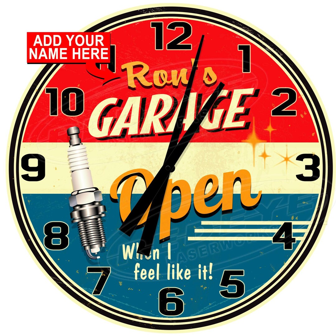 Vintage Garage Clock, Dad's Garage Clock, Custom Garage Clock, Dad ...