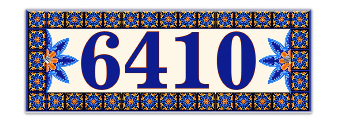 Mosaic Spanish Floral Ceramic House Number, Spanish Flowers Themed ...