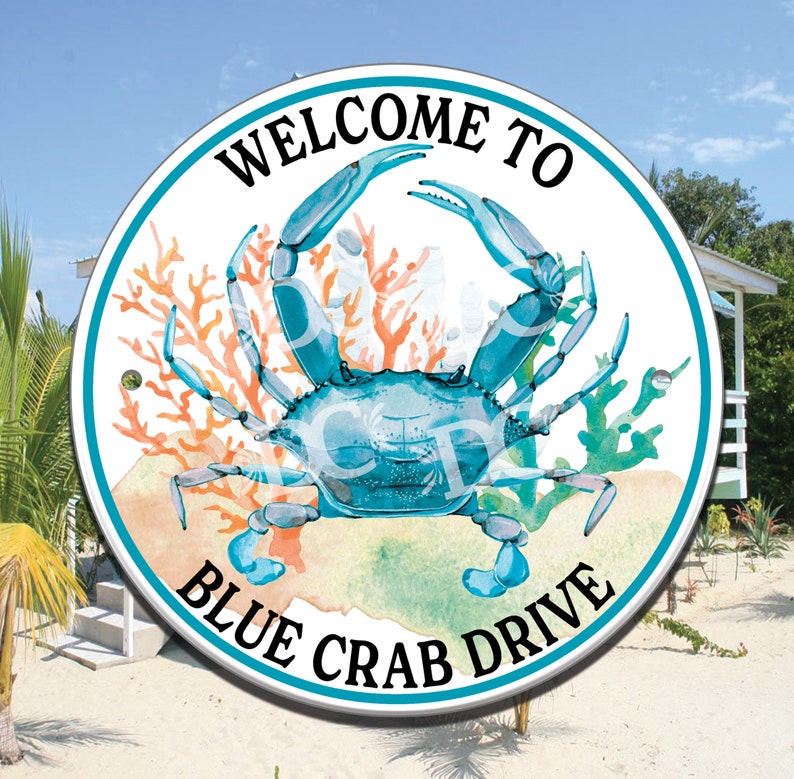 Blue Crab Welcome Sign: Cottagecore Ceramic House Tile - Etsy