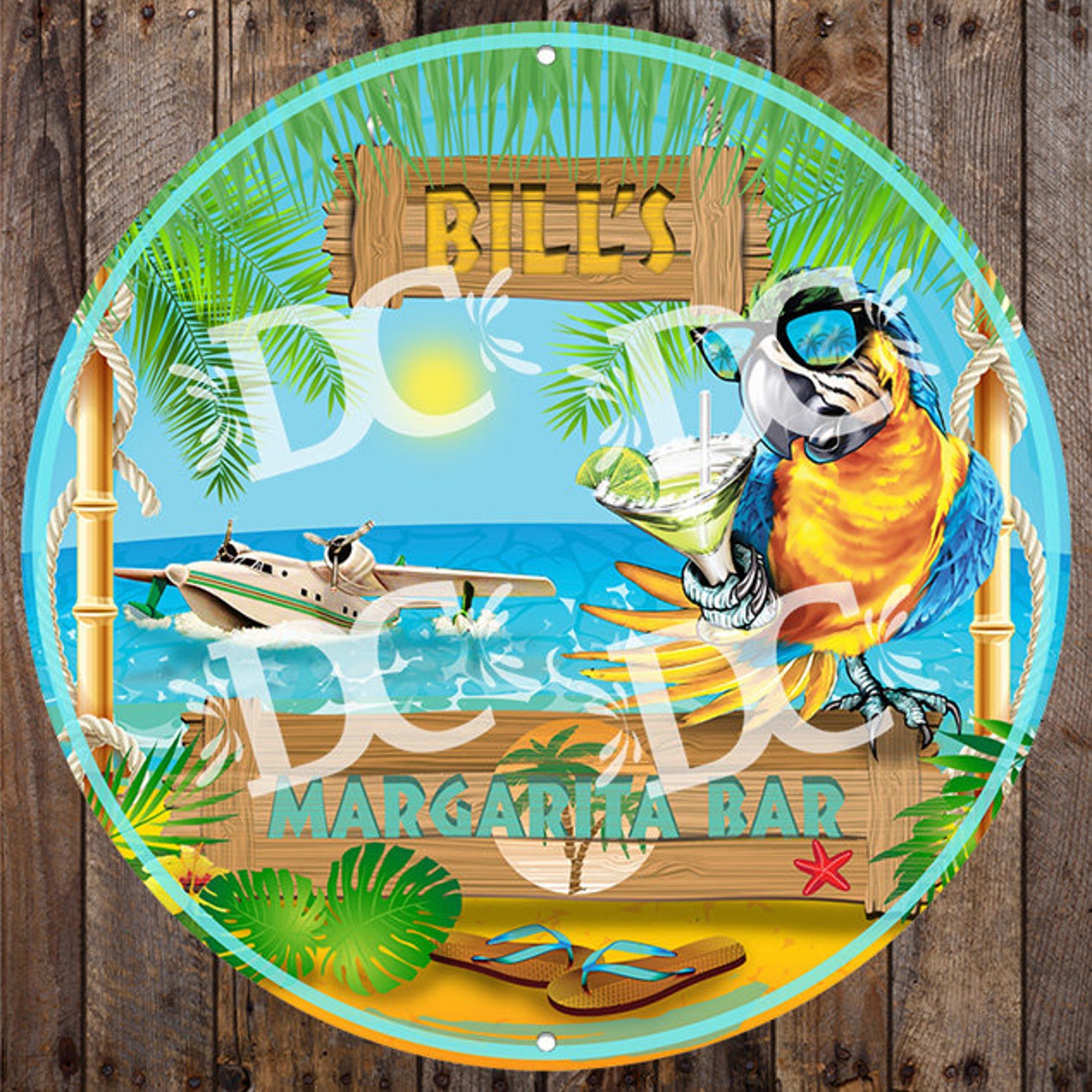 Margarita Bar Parrot Custom Signs Tiki Bar Welcome Signs | Etsy