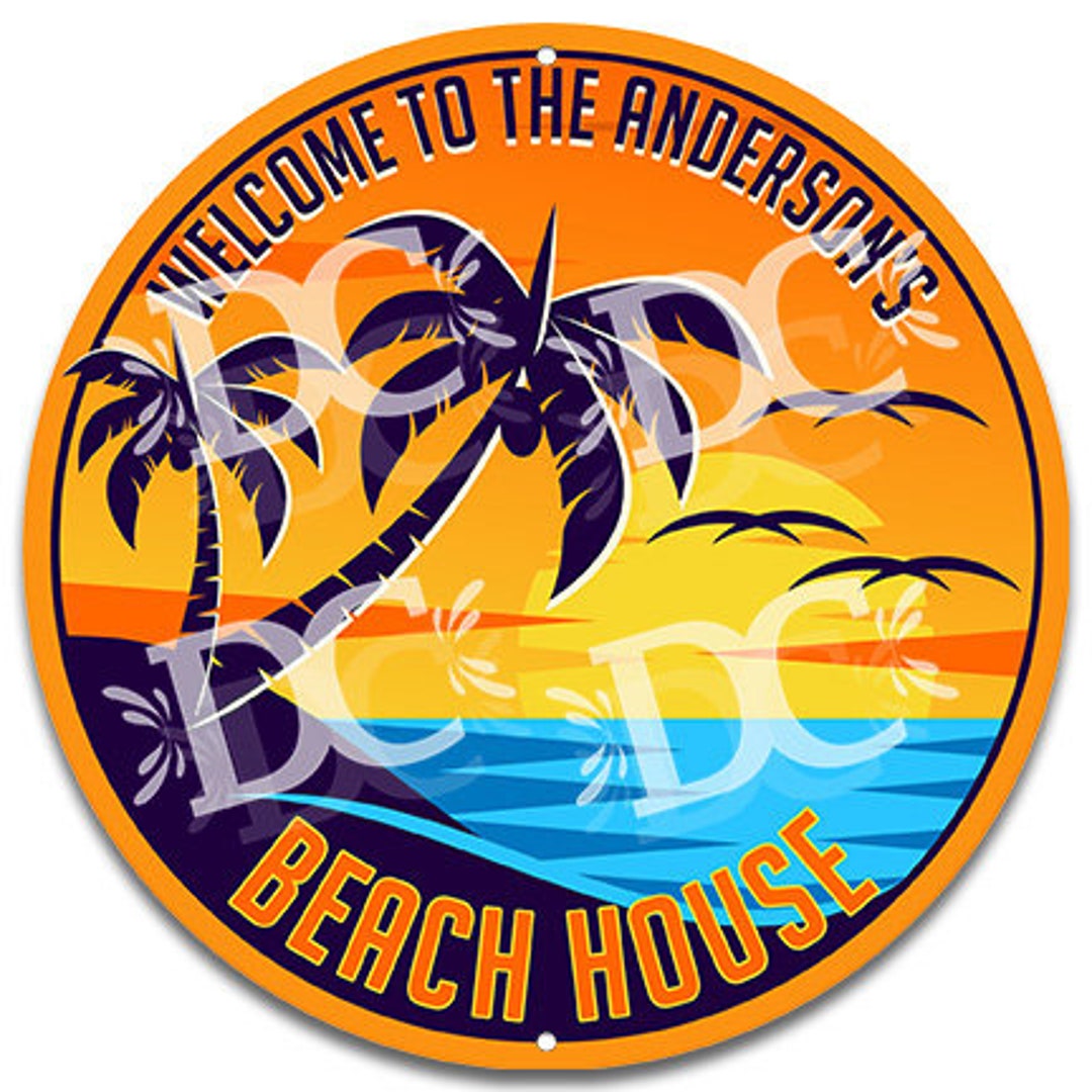 Tropical Beach House Personalized Welcome Signs, Beach House Signs ...