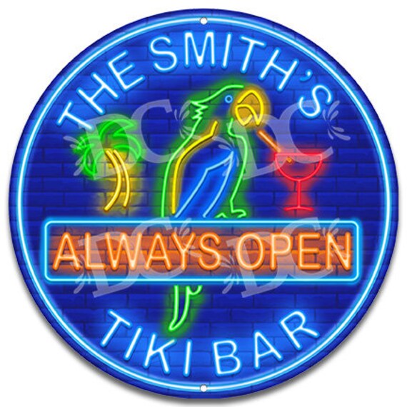 Backyard Tiki Bar Neon Themed Custom Sign Tiki Bar Signs | Etsy