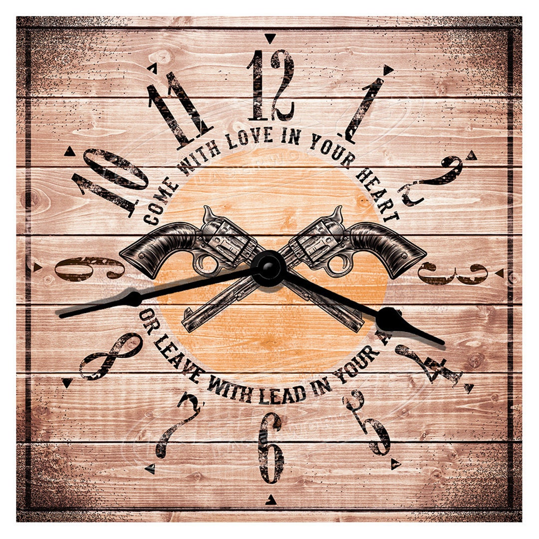 Ranch Clocks, Western Clock, Gun Clocks, Rustic Wood Clock, Pistol ...